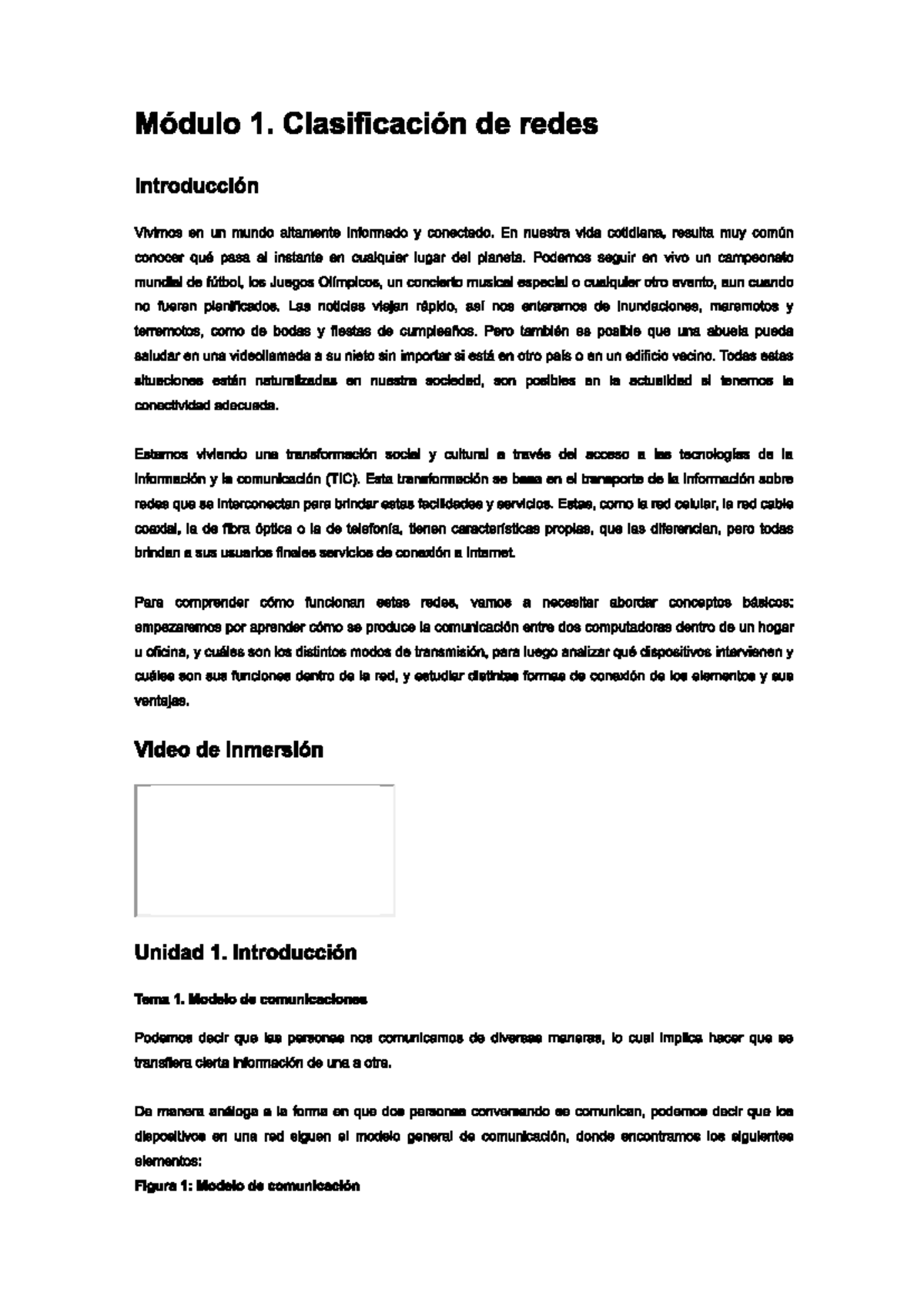 Módulo 1: Clasificación de Redes y Modelos de Comunicación - Studocu