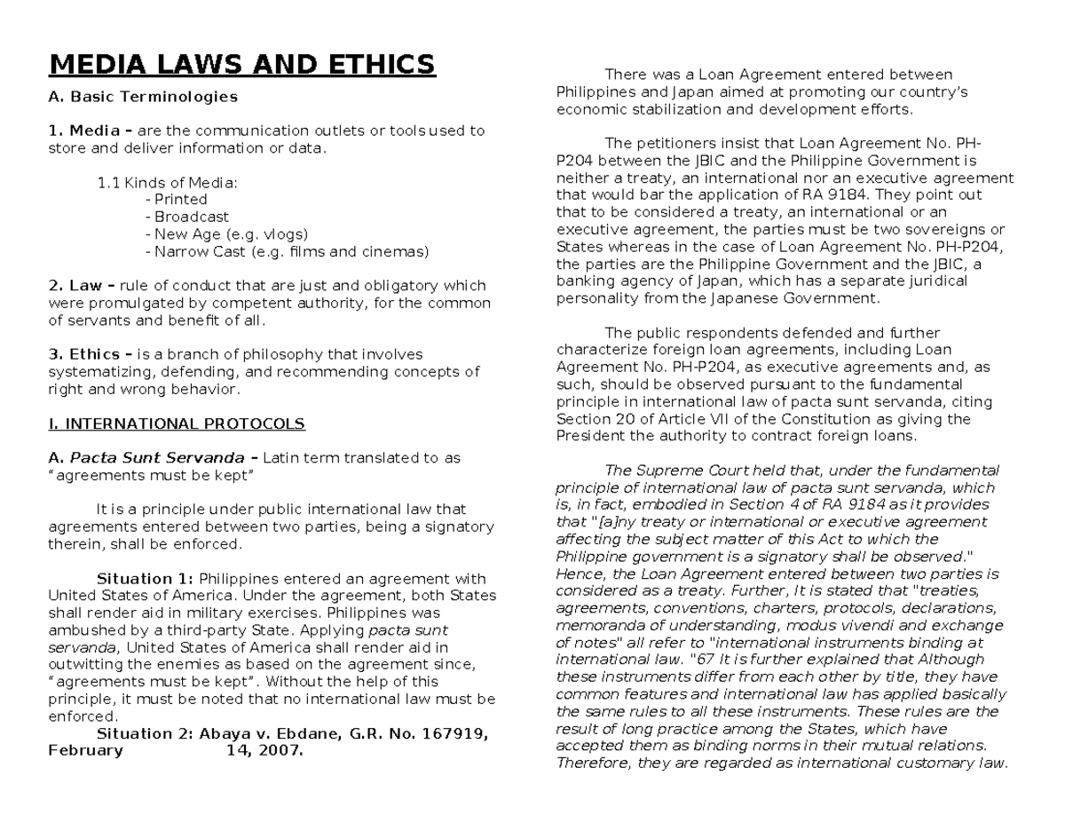 667120228 Media Laws and Ethics Final Exam Reviewer - Studocu
