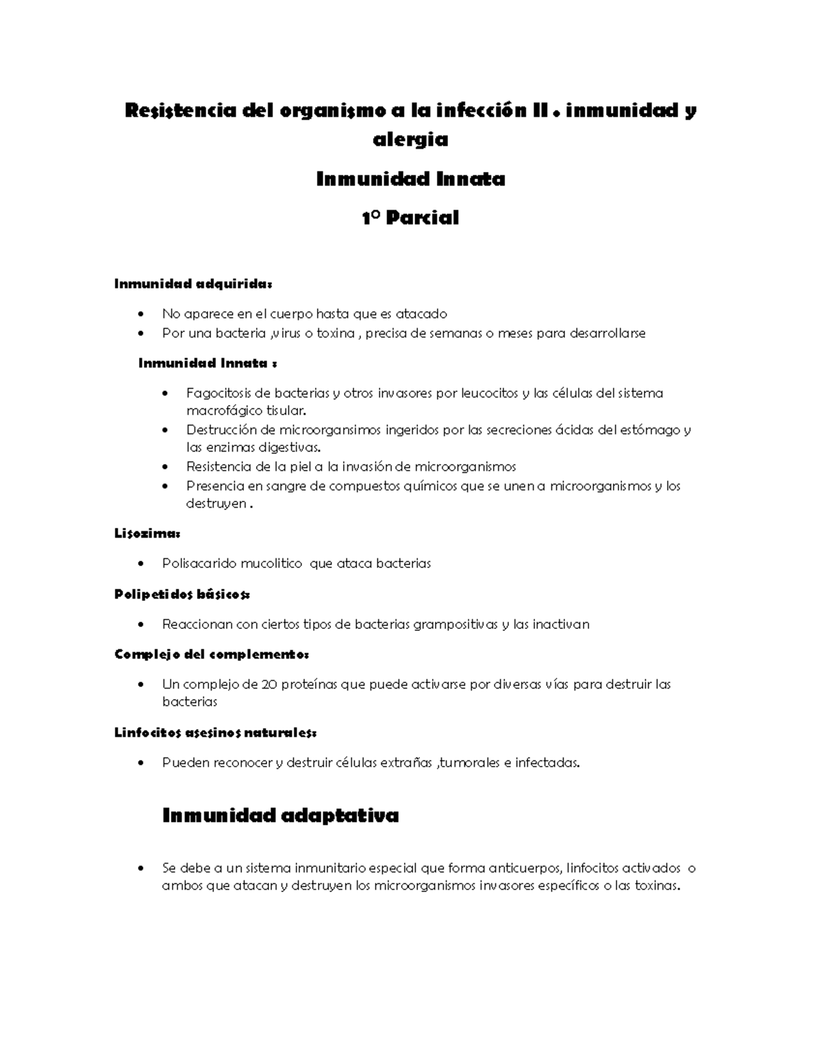 Inmunidad II: Resistencia y Respuesta del Organismo a Infecciones - Studocu