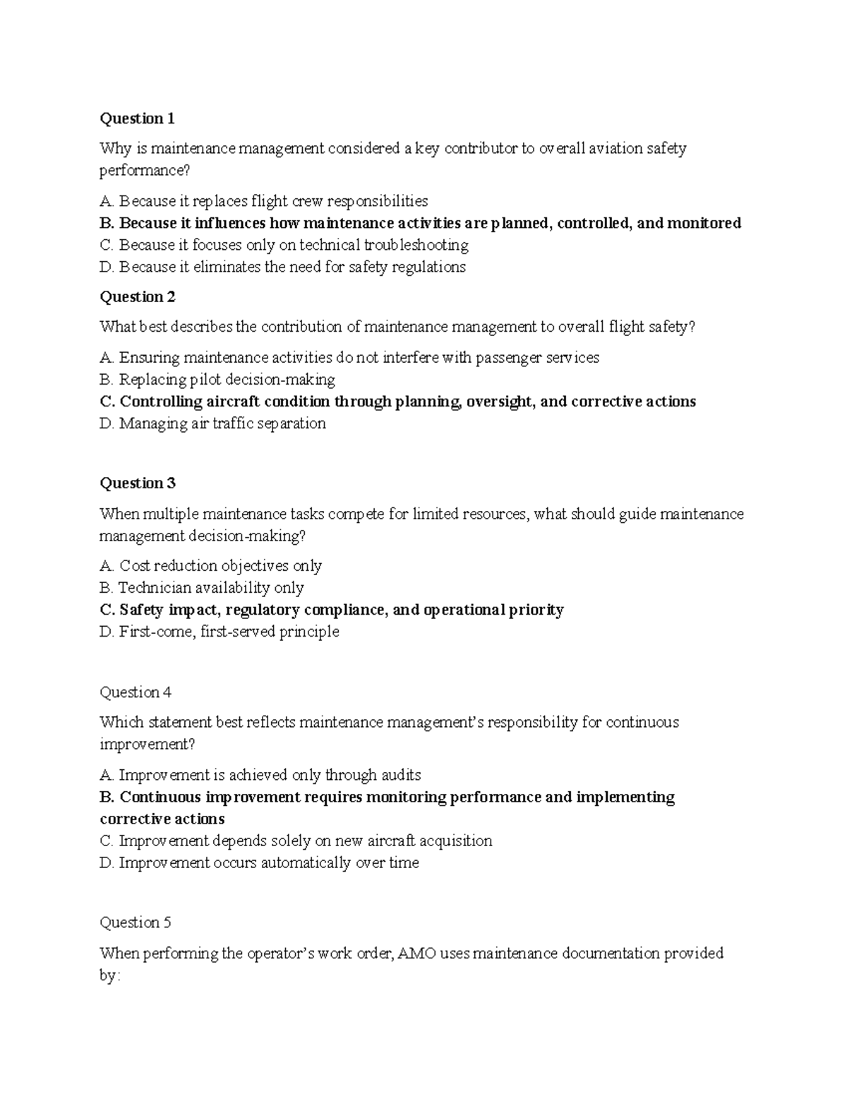 Aviation Maintenance Management: Key Questions and Insights (Course ...