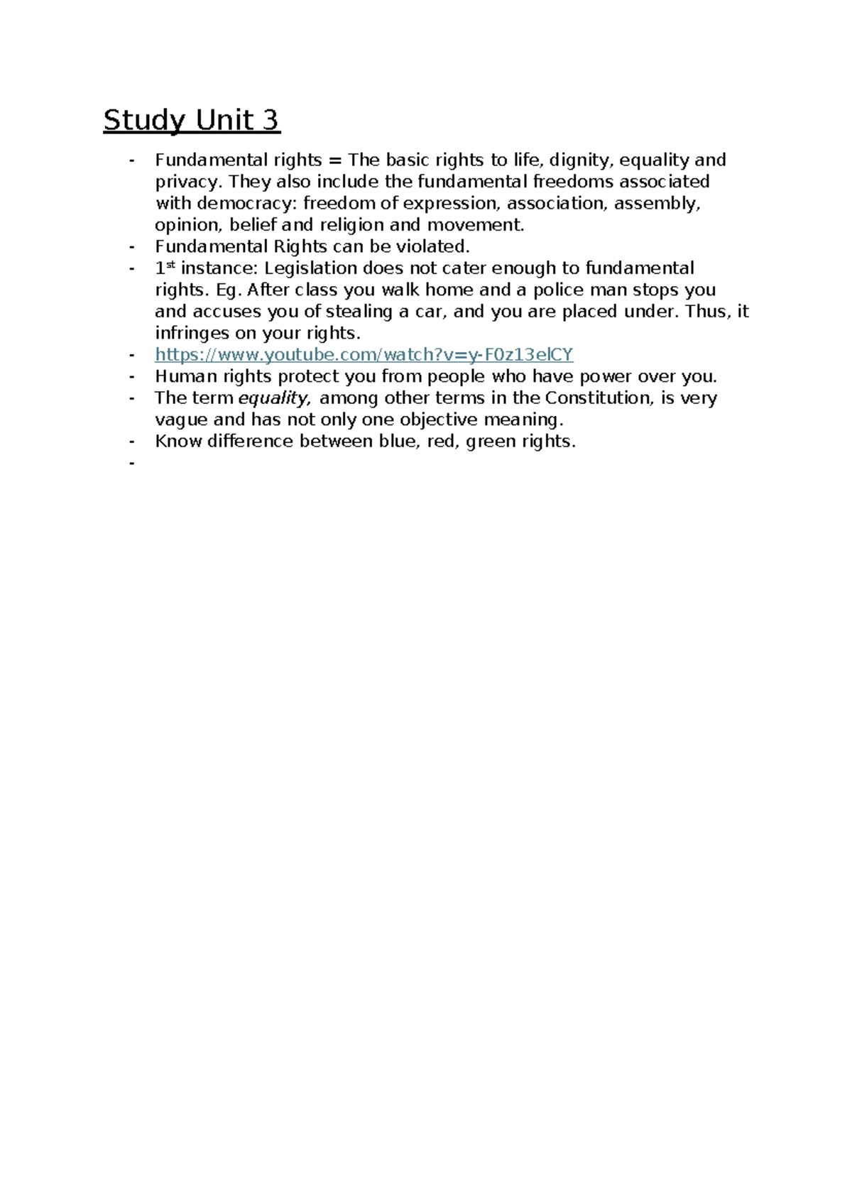 171 SU Study Unit 3: Understanding Fundamental Rights and Freedoms ...