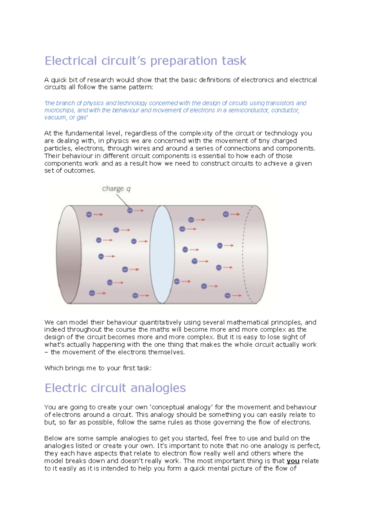 Electrical Circuits: Analogies for Understanding Electron Flow - Studocu