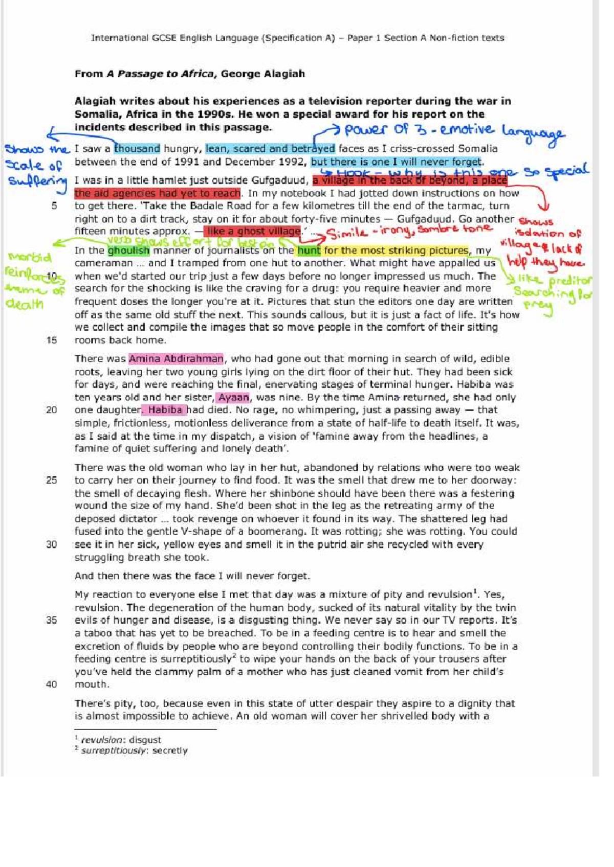 International GCSE English Language (Spec A) Paper 1: A Passage to ...