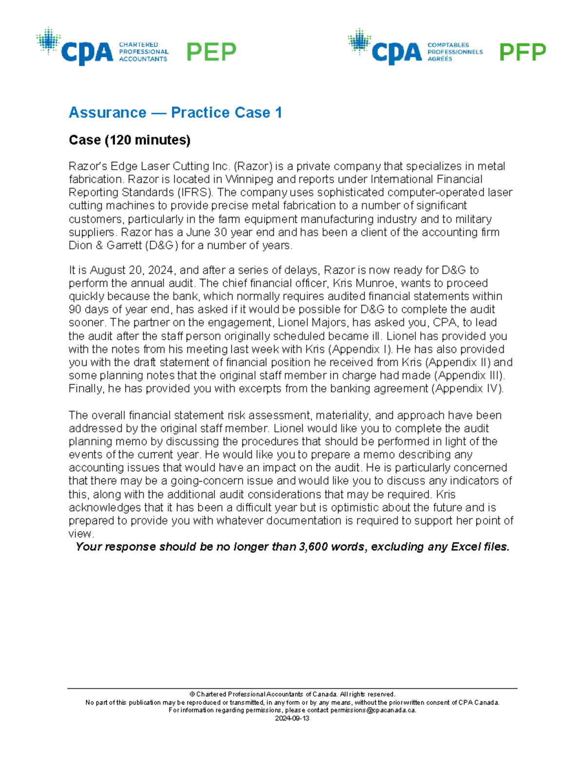 ASU-2501E-PC01 - Assurance Practice Case 1: Razor’s Edge Audit - Studocu