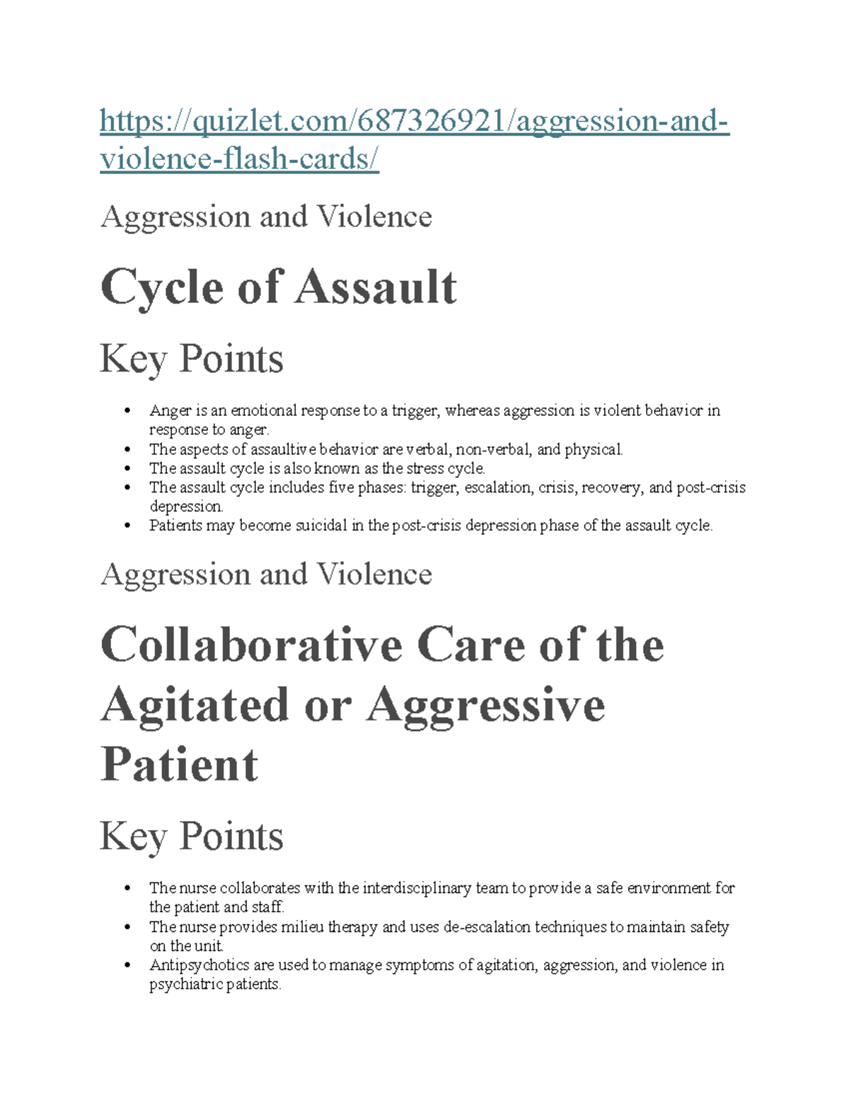 Nursing Care Strategies for Aggression & Violence Management in ...