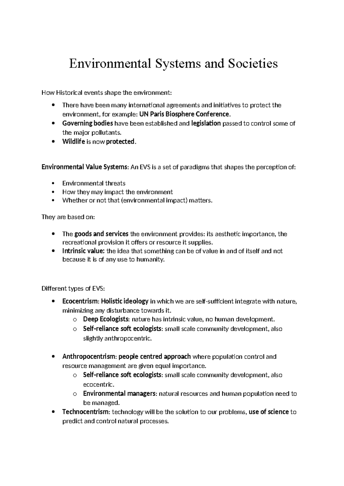 ESS IB - Key Themes in Environmental Systems and Societies Summary ...