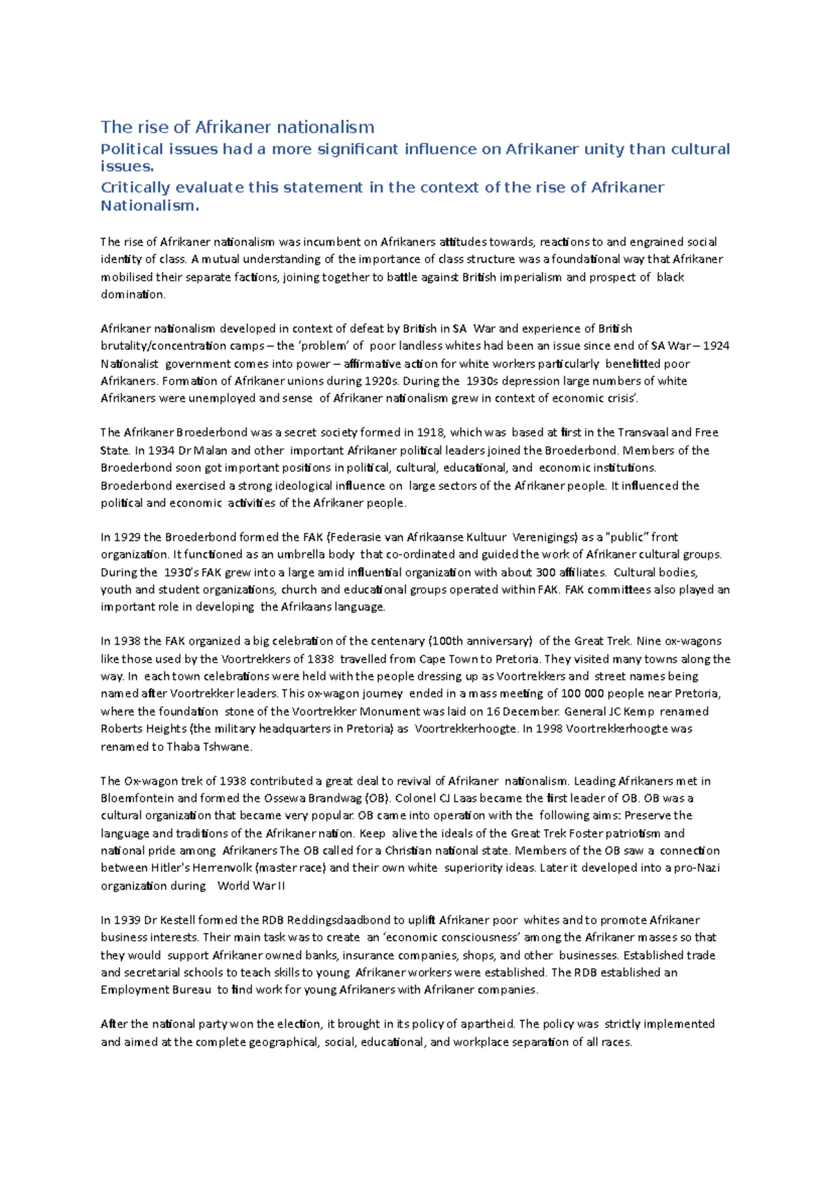 Joesph Stalin 5 year plan gr11 History essay - Grade 11 History Essays ...