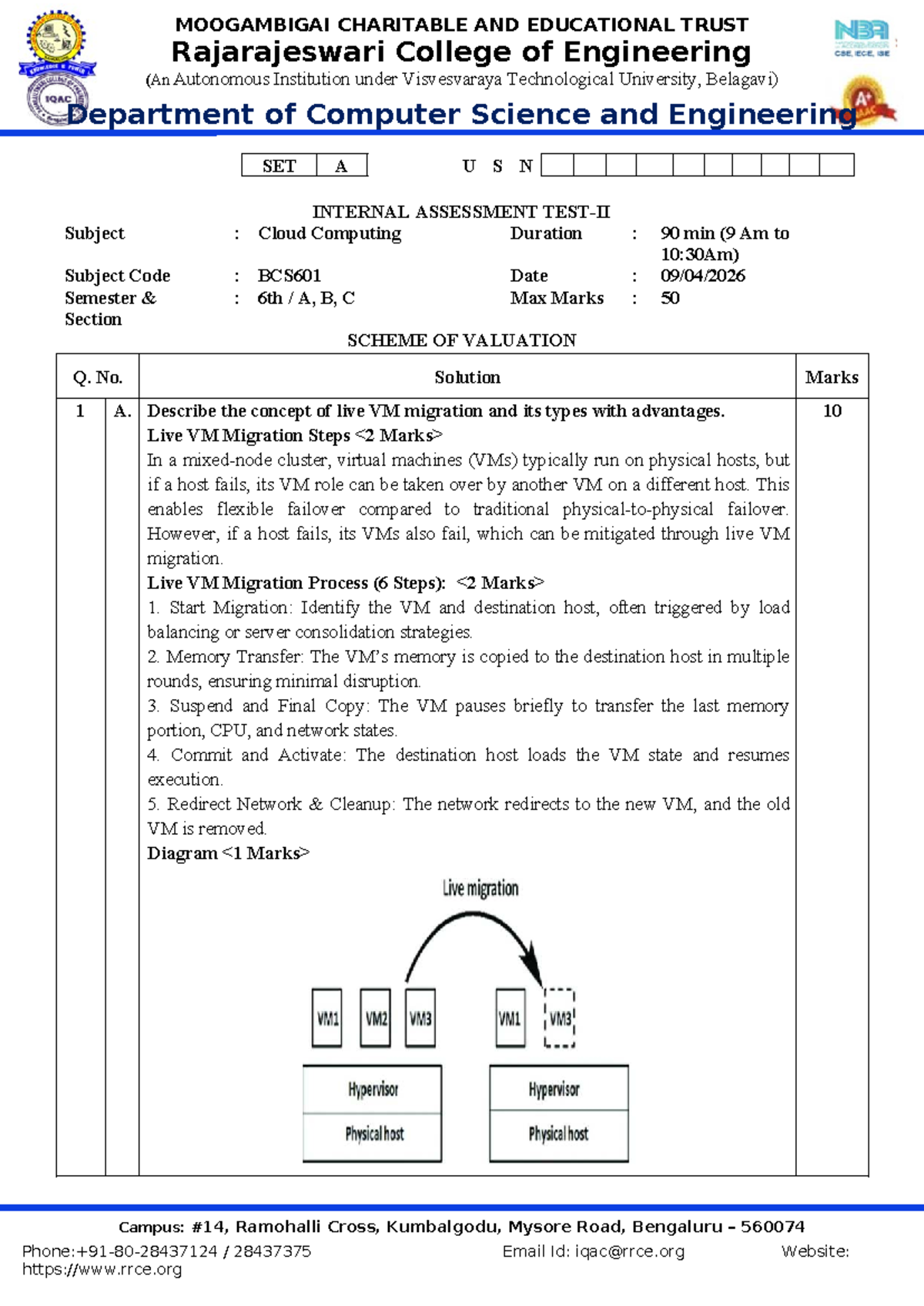 BCS601 Cloud Computing Internal Assessment II Solutions - Studocu