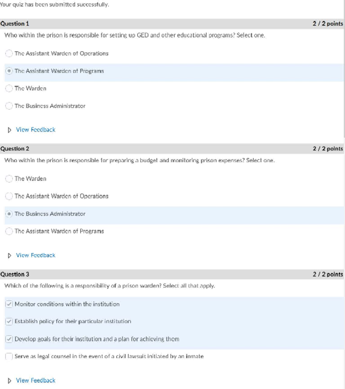 3-3 Module Three Quiz 2: Prison Management & Constitutional Rights ...