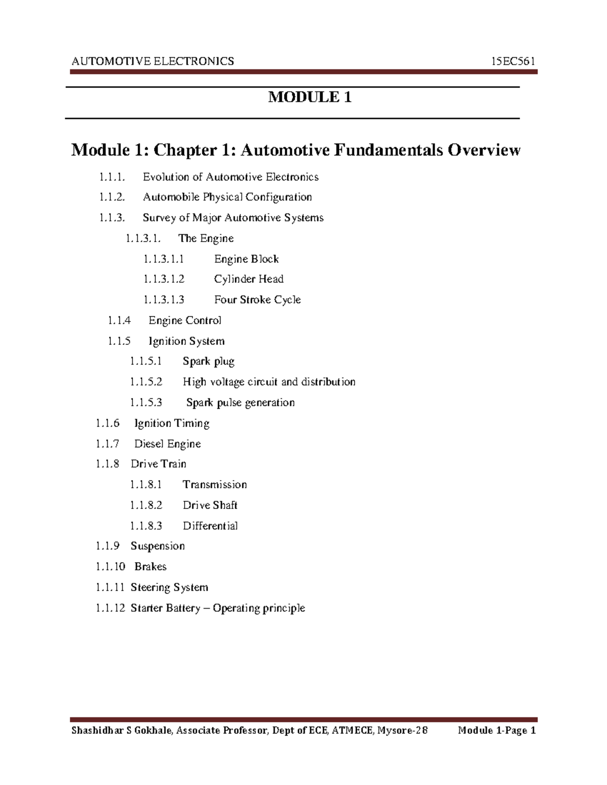Automotive Electronics Notes: Key Aspects & Engine Control Basics - Studocu