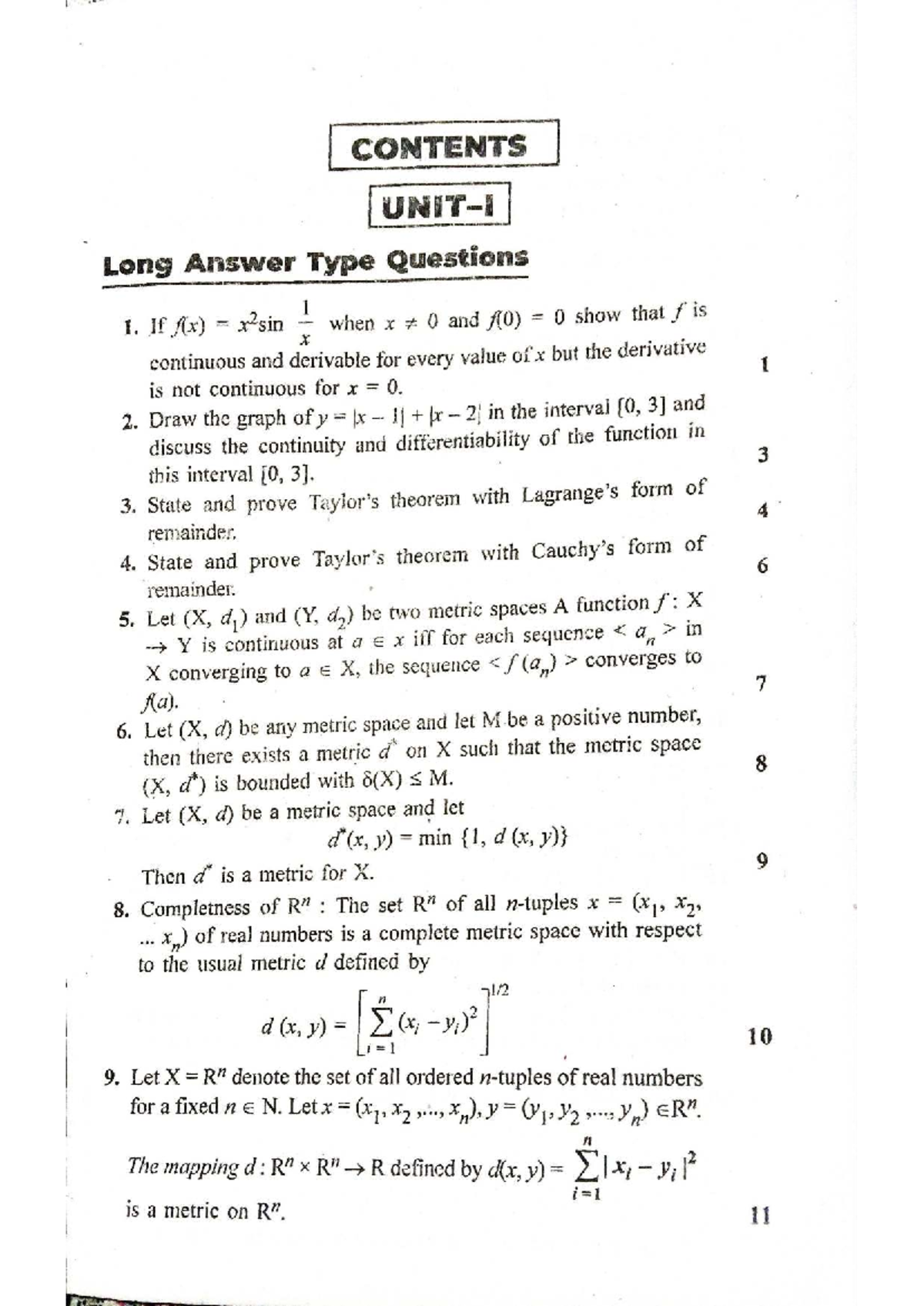 Real Analysis - Long Answer & Short Answer Questions (GHJJ) - Studocu