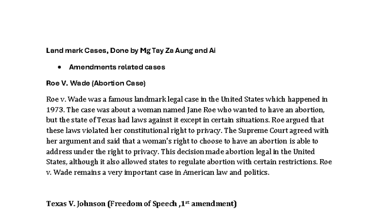 Landmark Supreme Court Cases: Key Decisions & Amendments - Studocu