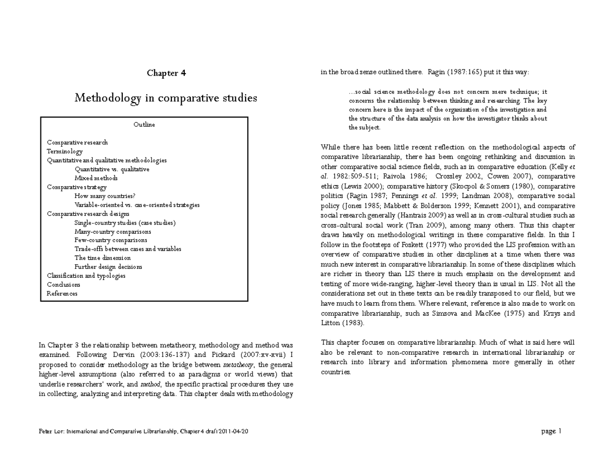 Methodology in Comparative Research: Approaches and Considerations ...