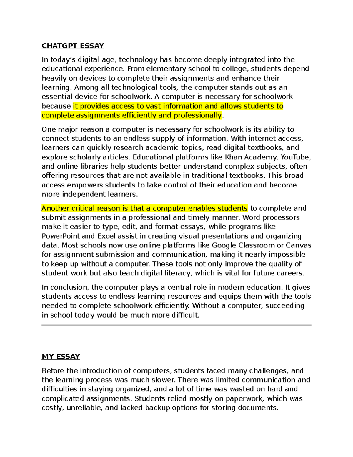 CHATGPT ESSAY: The Role of Computers in Modern Education - Studocu