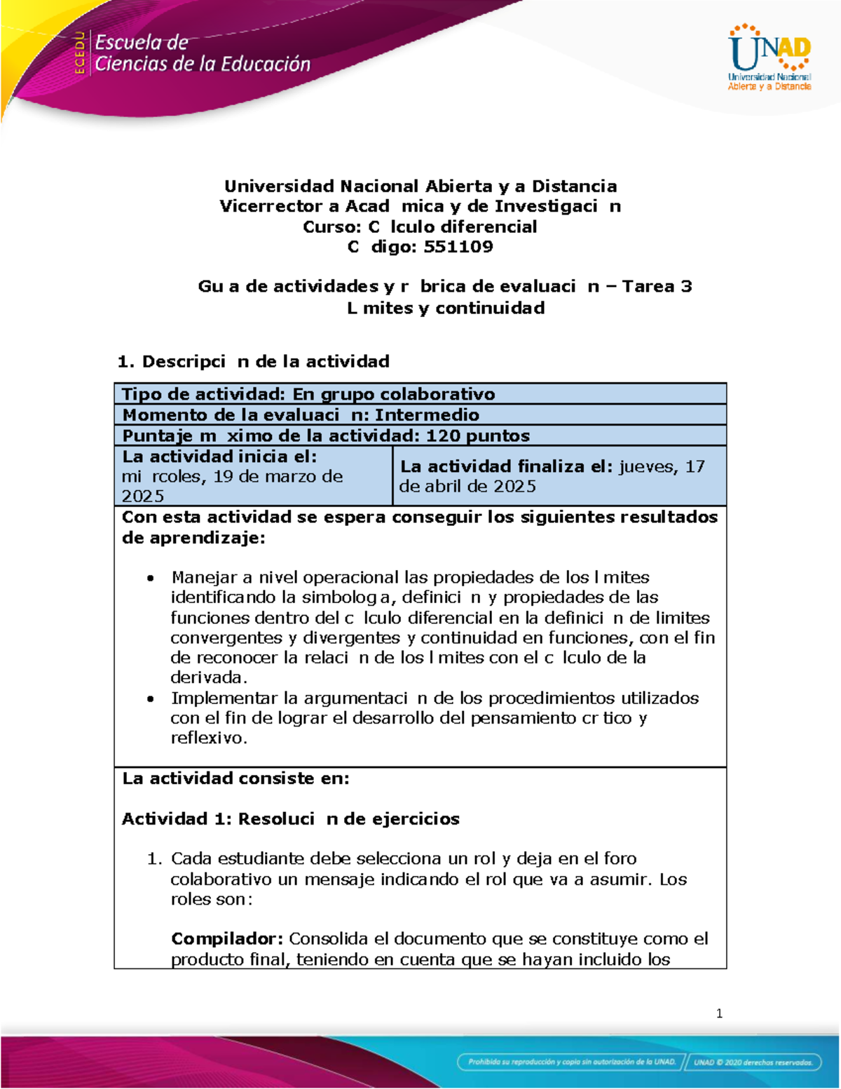 Guía de actividades y rúbrica de evaluación – Cálculo diferencial ...