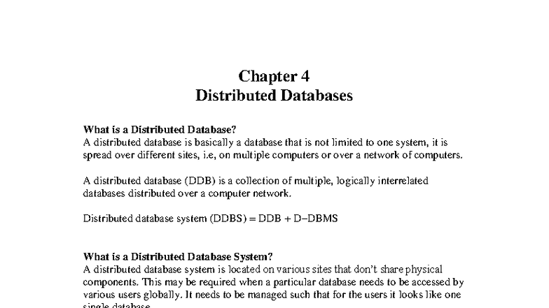 Adbms Chapter 4 - Understanding Distributed Databases and Transactions ...