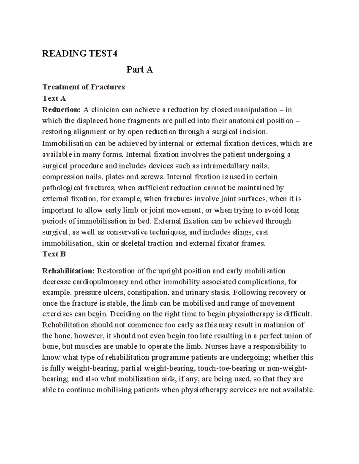 OET Reading Material Practice Test 4: Treatment, Complications ...