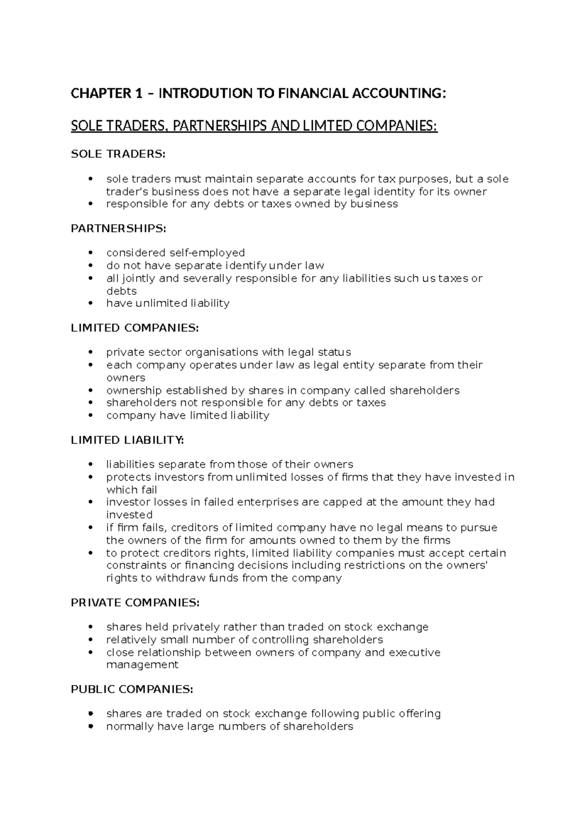 Accounting Notes: Introduction to Financial Accounting (ACC101) - Studocu