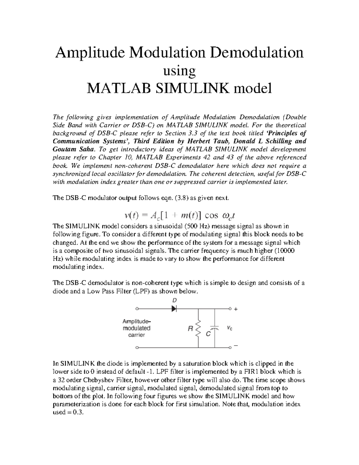 PCS3e MP11 Amplitude Modulation & Demodulation in MATLAB SIMULINK - Studocu