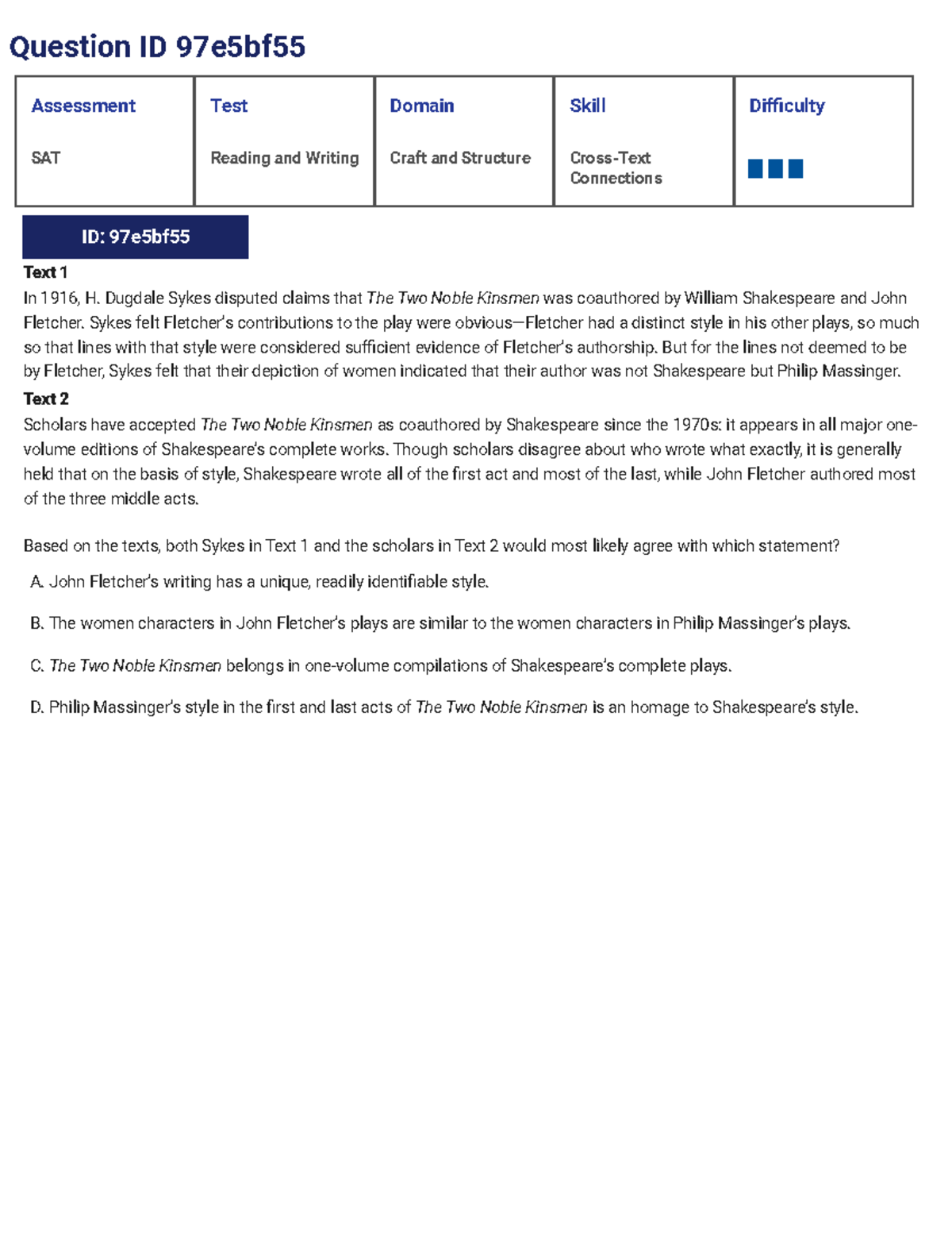 SAT Reading & Writing Assessment Test: Craft & Structure Connections ...