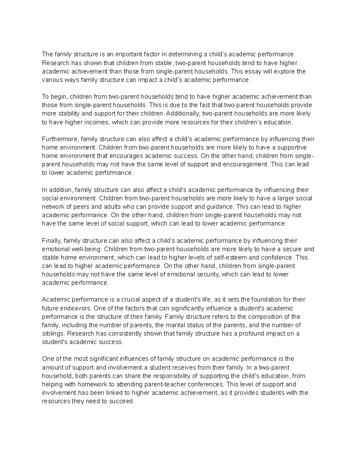 The Role of Family Structure in Academic Performance - The family ...