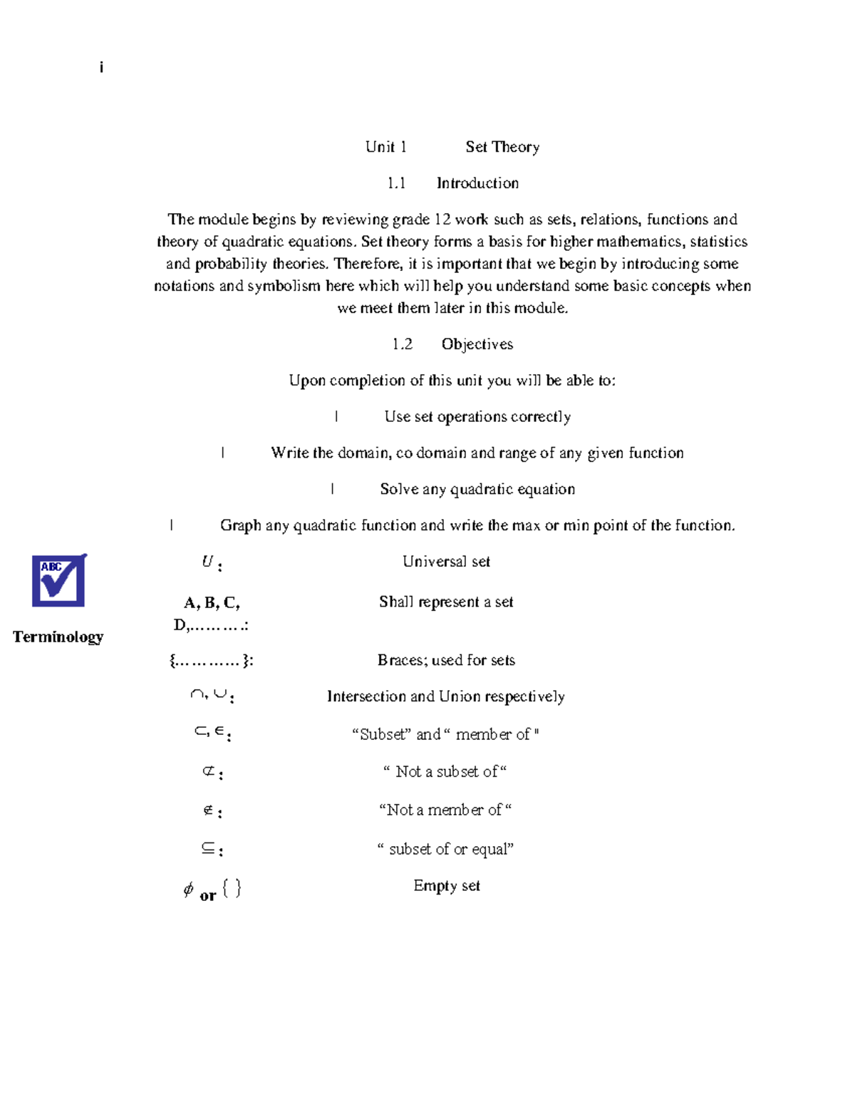 Set Theory Introduction: Key Concepts and Operations (MATH 101) - Studocu