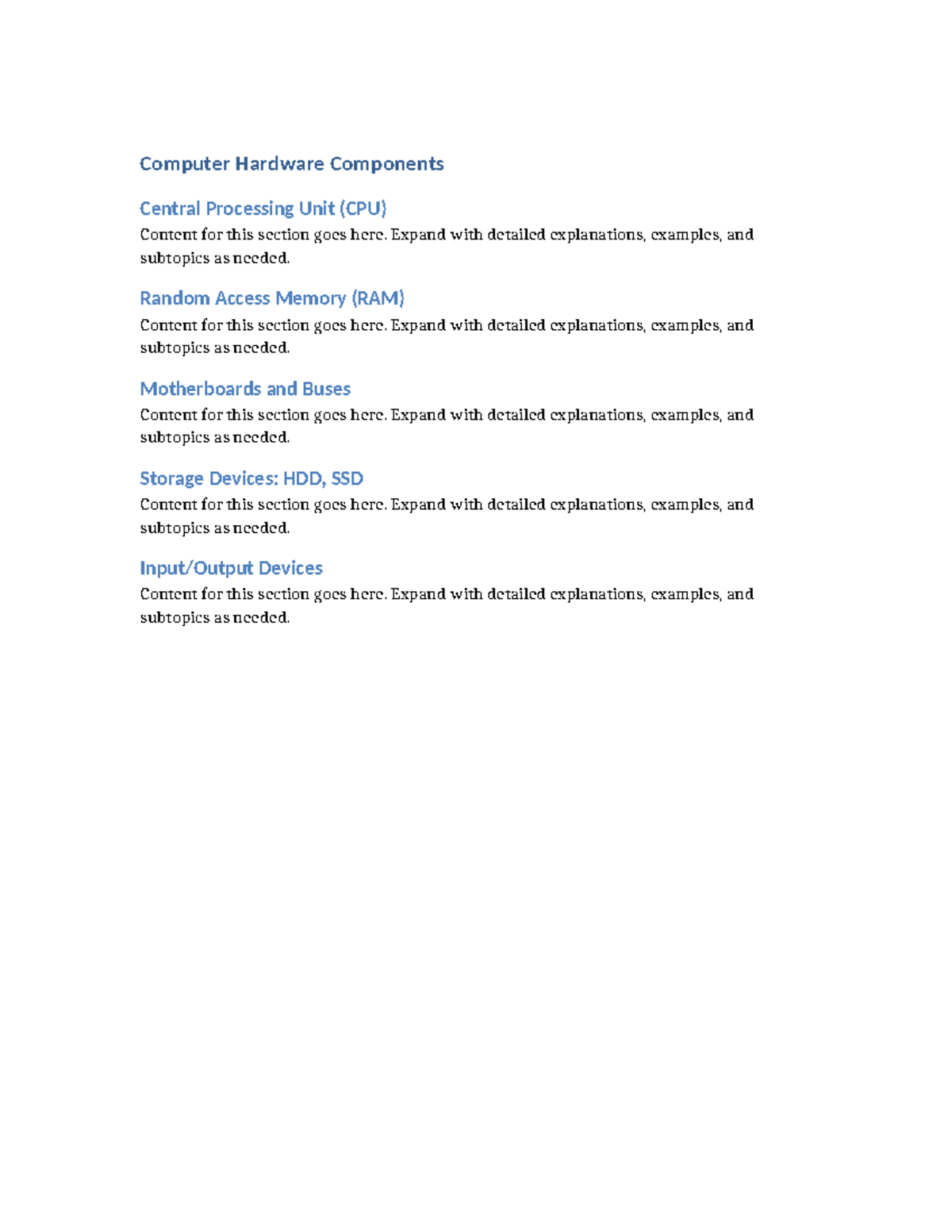 2 Computer Hardware Components - Computer Hardware Components Central Processing Unit (CPU ...