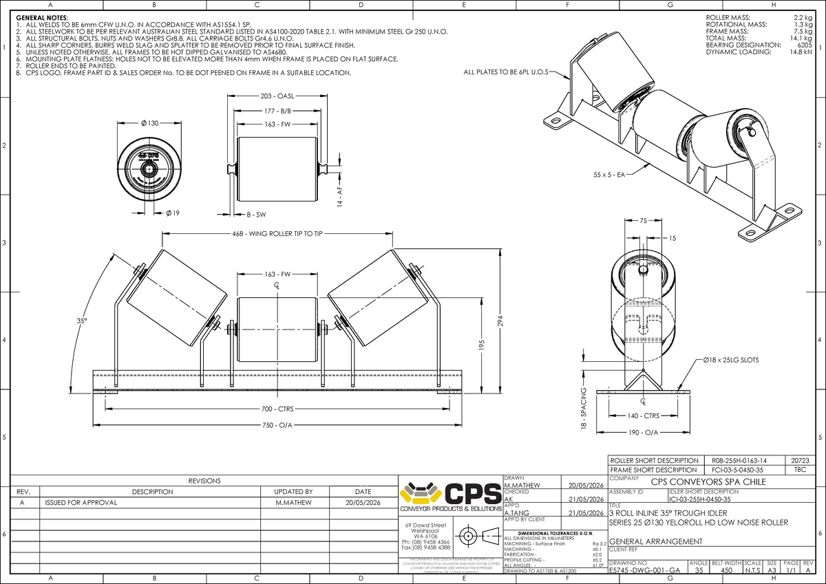 E5745 - General Arrangement Drawing for Roller Idler - Rev A - Studocu