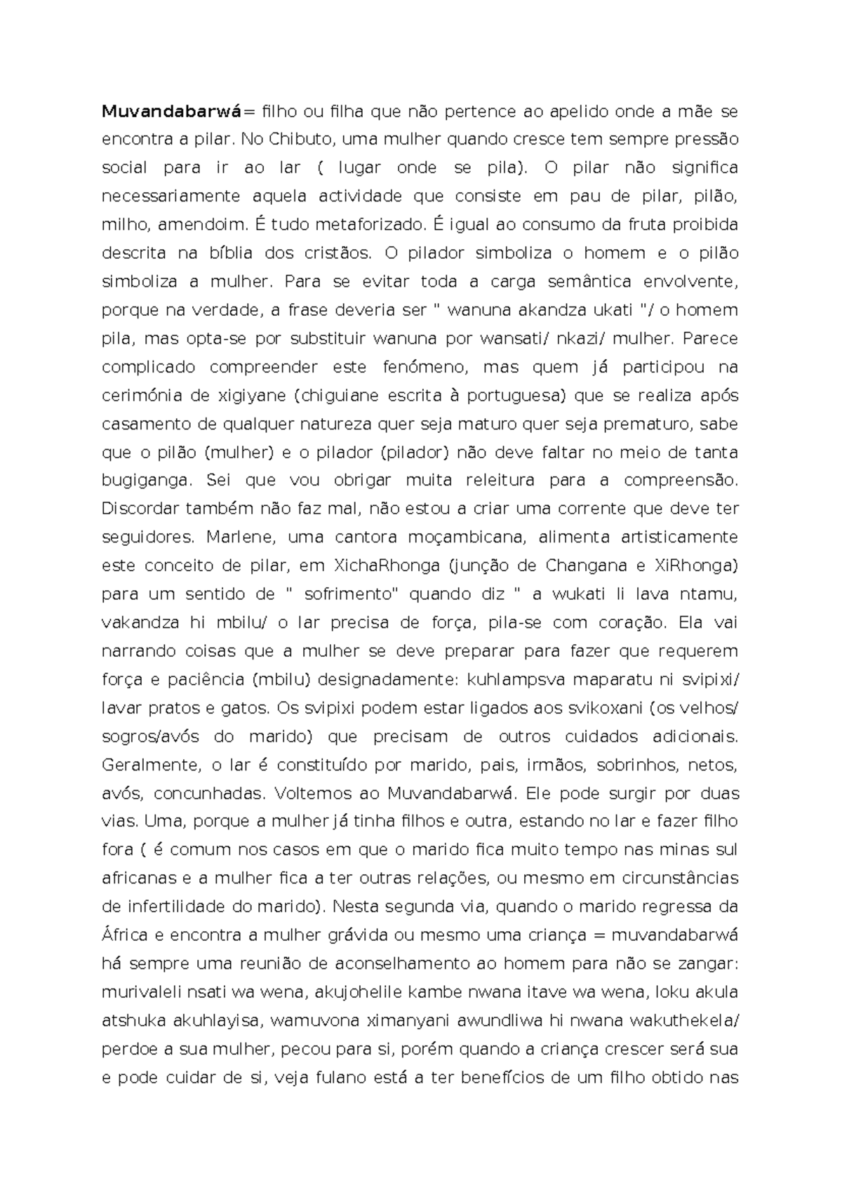 The Changana Culture : Adoptive Sons and the way they live in the ...