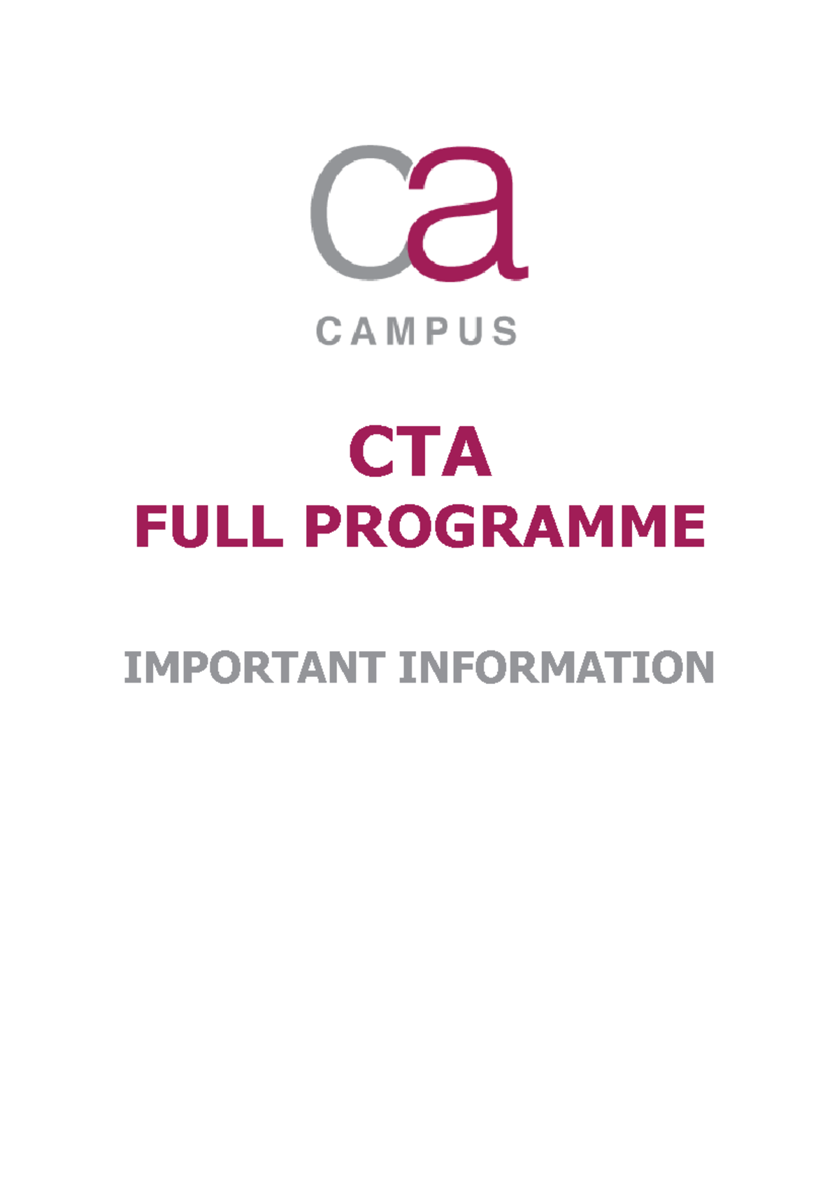 CA Campus CTA Full Programme: Important Notes and Study Guidelines ...