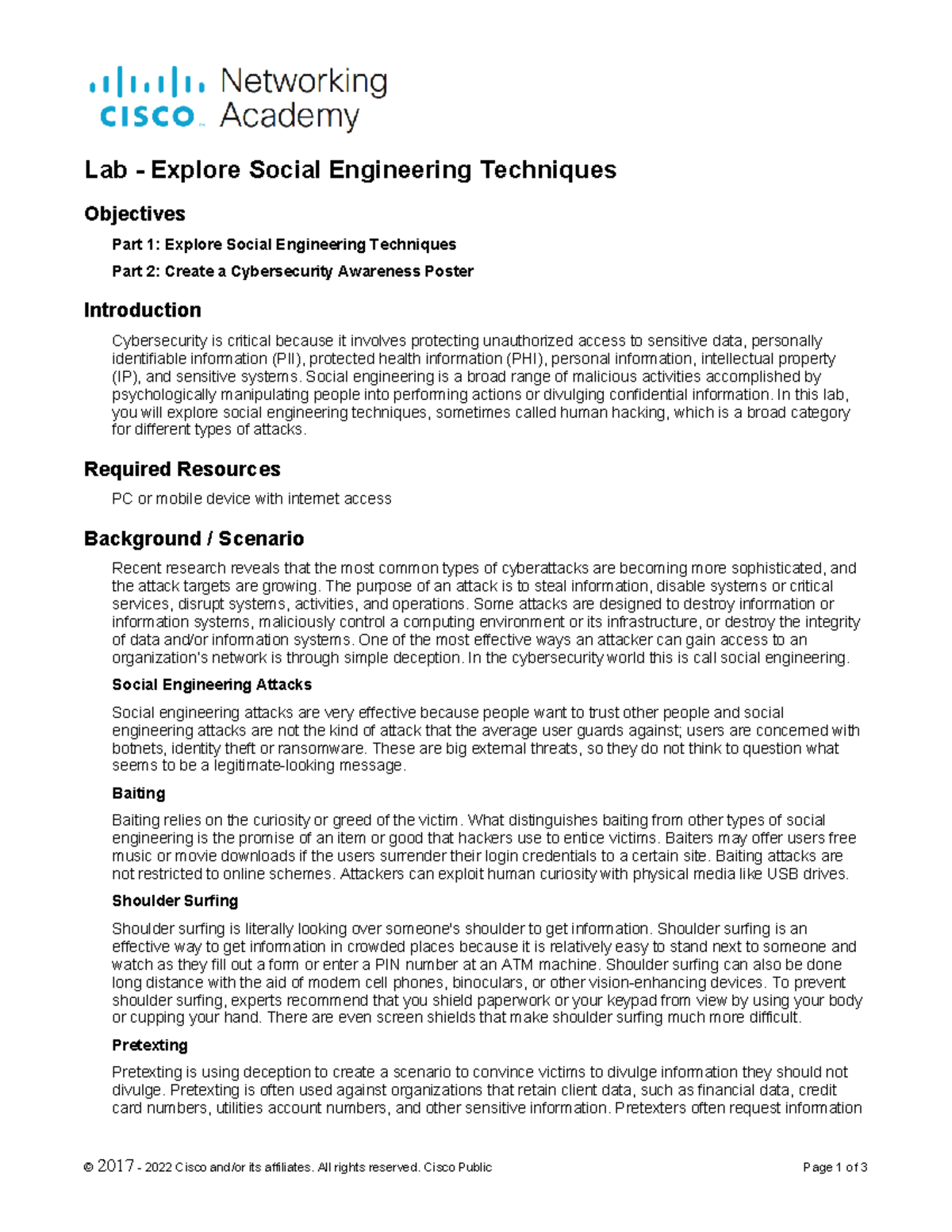 Lab 1: Exploring Social Engineering Techniques and Awareness Poster ...