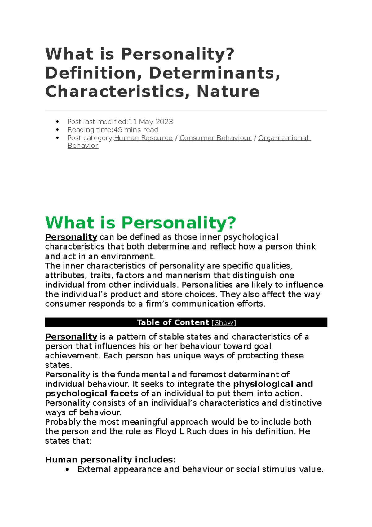 What is Personality - What is Personality? Definition, Determinants ...