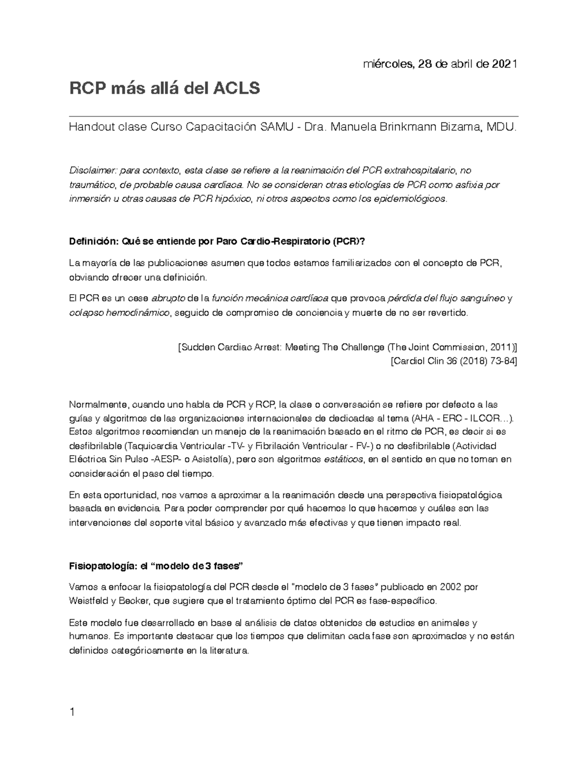 Rcp macc81s allacc 81 del acls - RCP más allá del ACLS ####### Handout ...