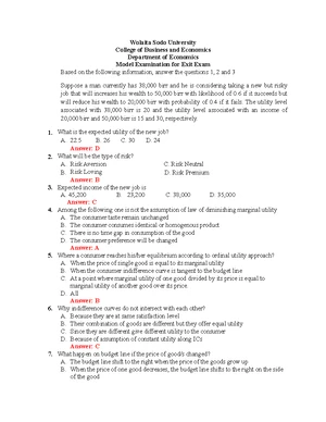 Economics Department Model Exam Questions & Answers (Final Exam) - Studocu