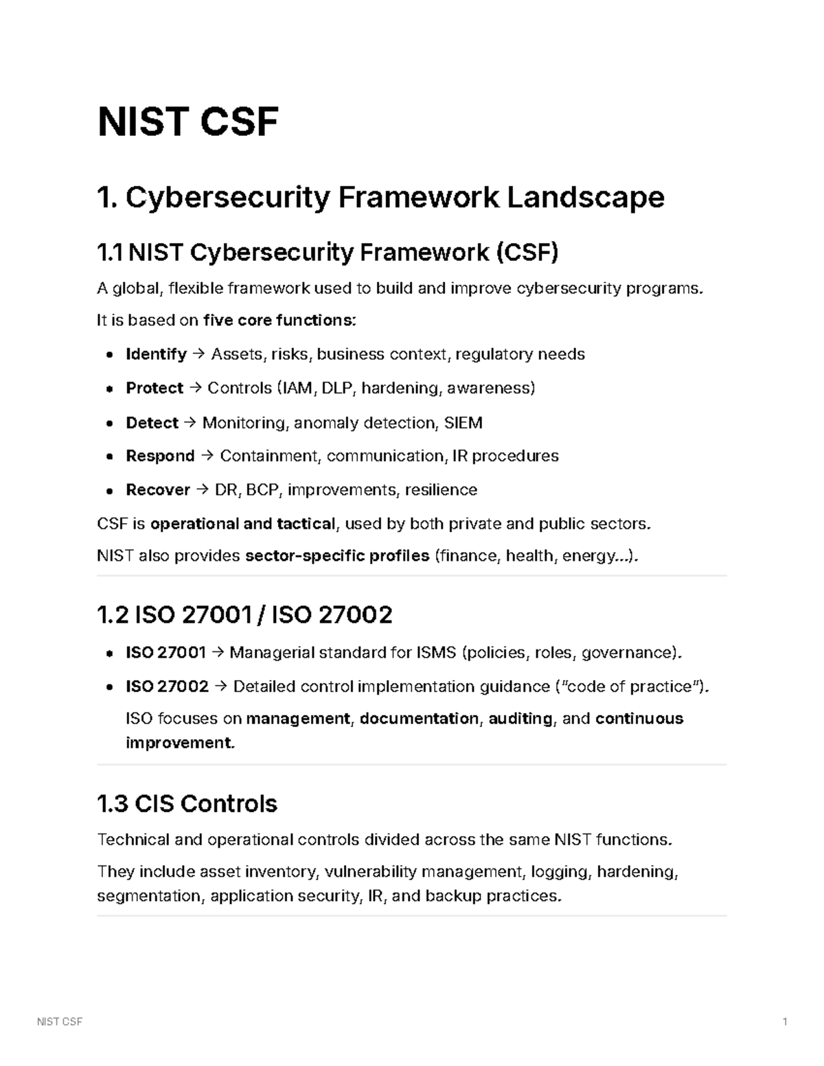 NIST CSF Overview: Cybersecurity Framework & Key Controls - Studocu