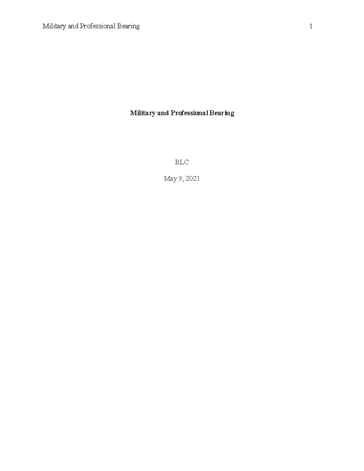 Military and Professional Bearing - Informative Essay (BLC) - Studocu