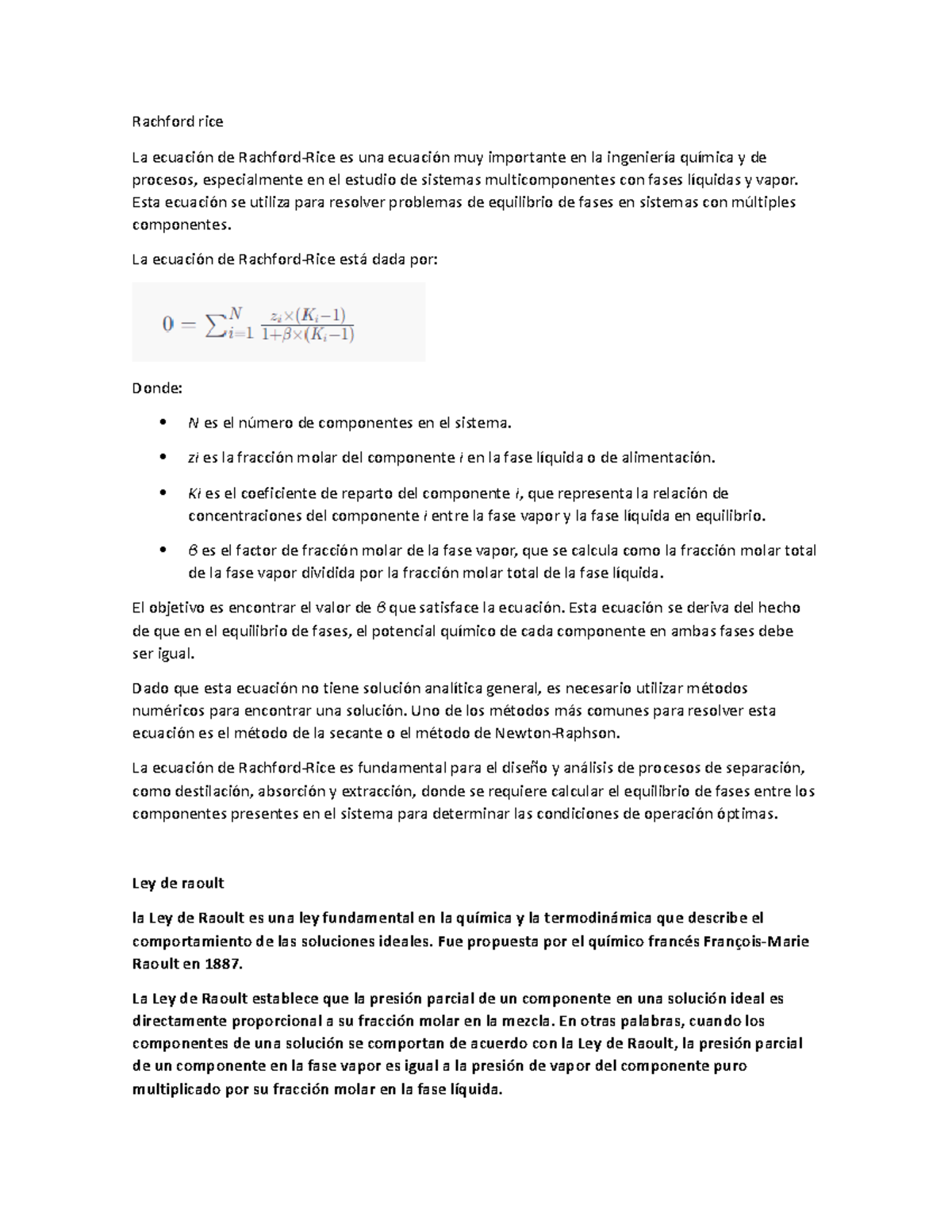 Métodos del Rachford-Rice en Sistemas Multicomponentes: Una Descripción ...
