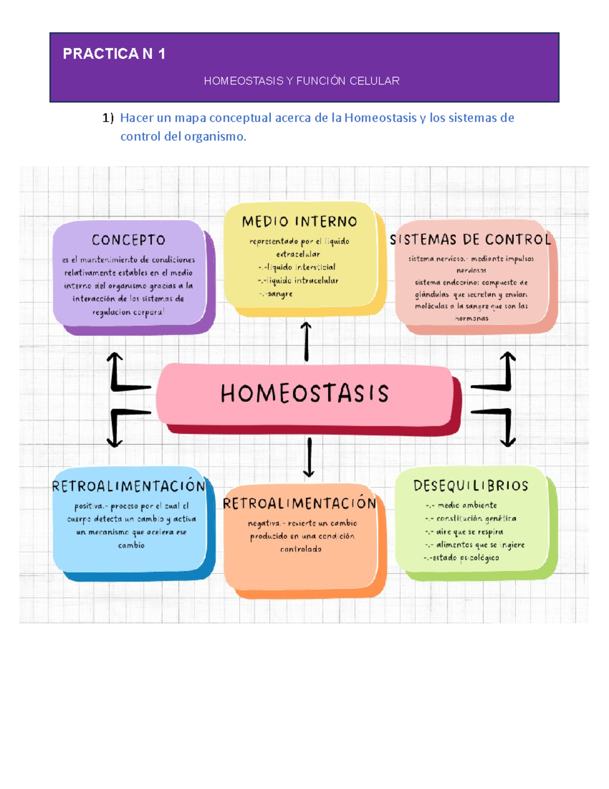 Practica nro 1 fisiologia - 1) Hacer un mapa conceptual acerca de la Homeostasis y los sistemas ...