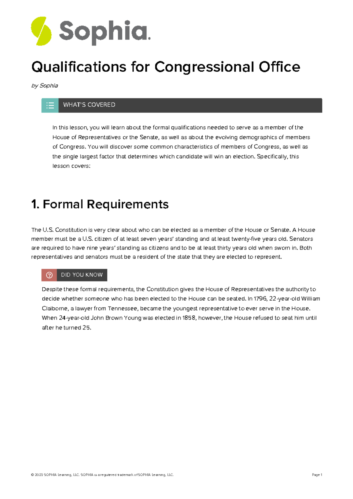Qualifications for Congressional Office: A Comprehensive Overview - Studocu