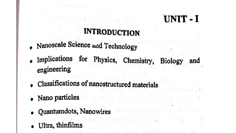 UNIT I: Introduction to Nanoscale Science & Technology in Physics ...