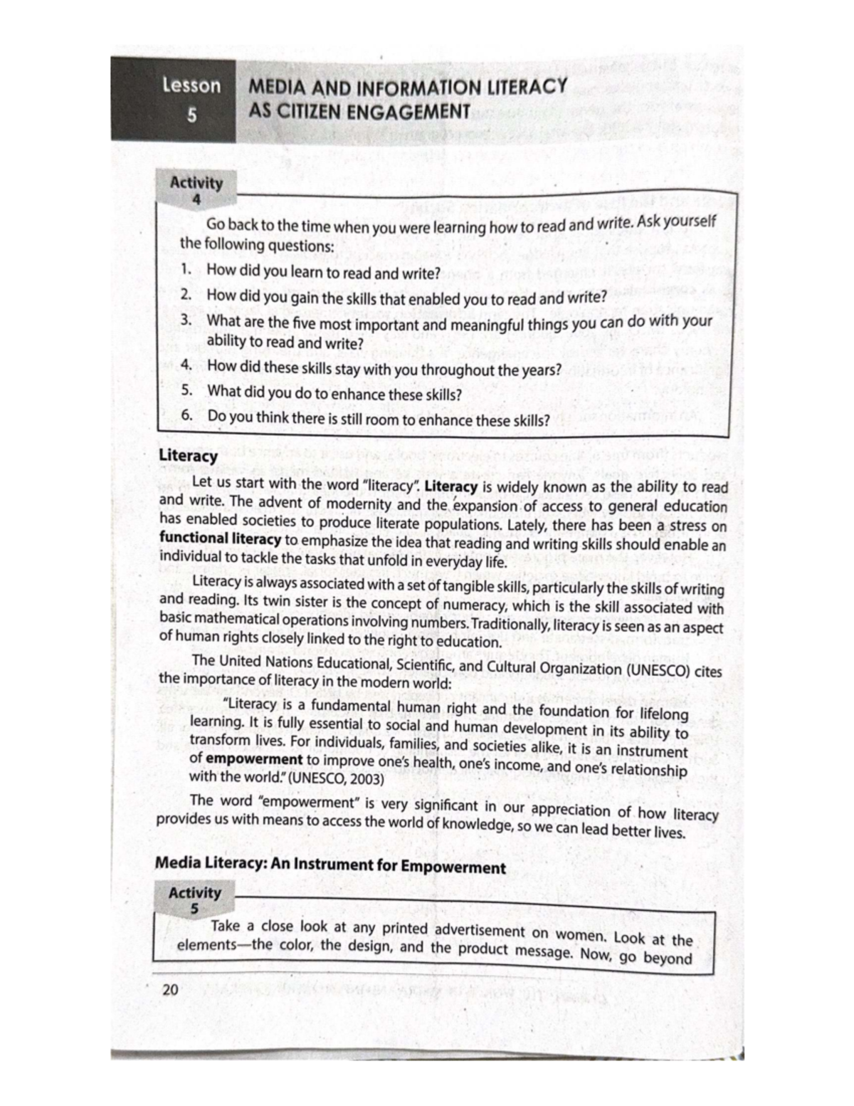 Lesson 5 Media Information Literacy as Citizen Engagement - Lesson ...
