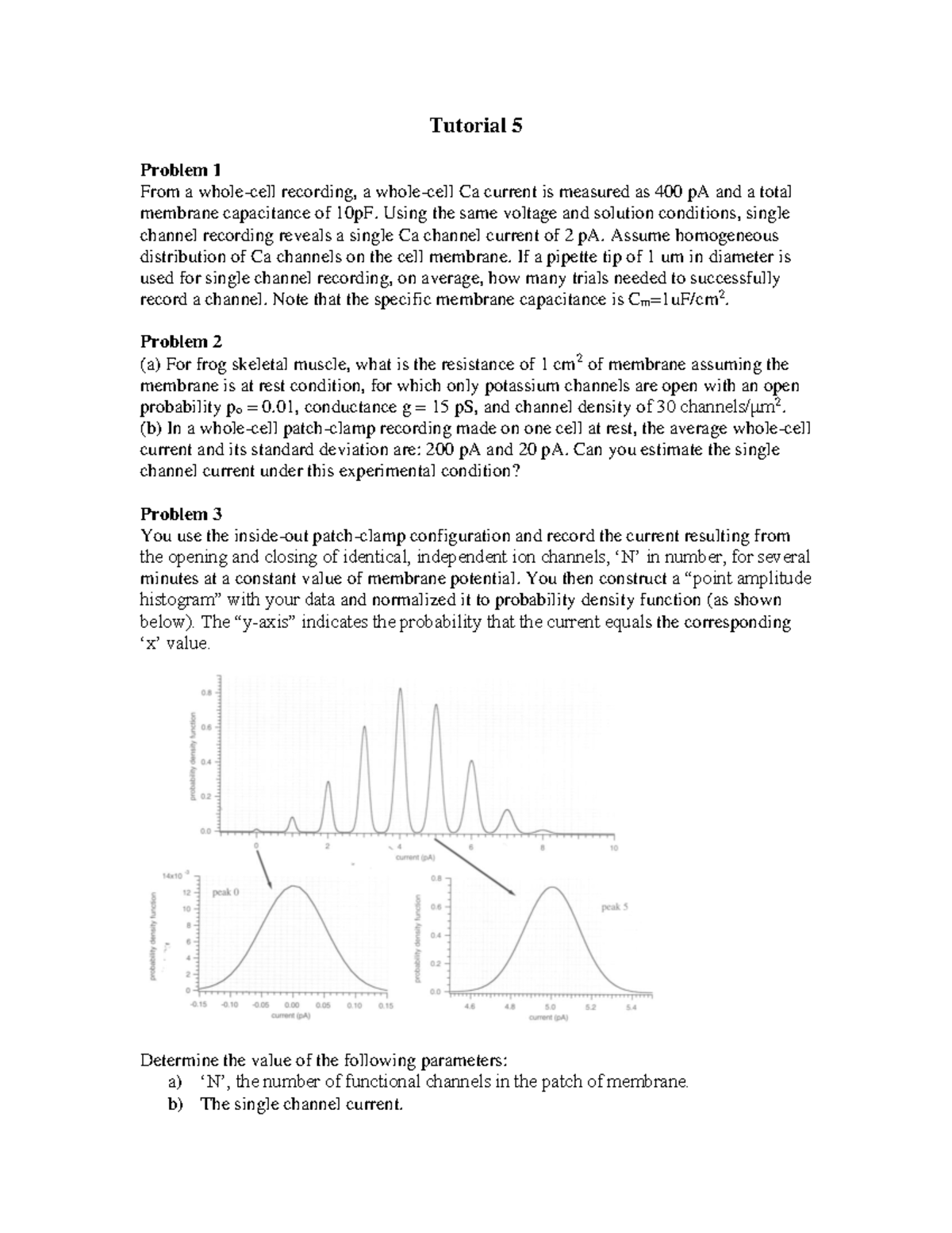 Tutorial 5 - cool - Tutorial 5 Problem 1 From a whole-cell recording, a ...