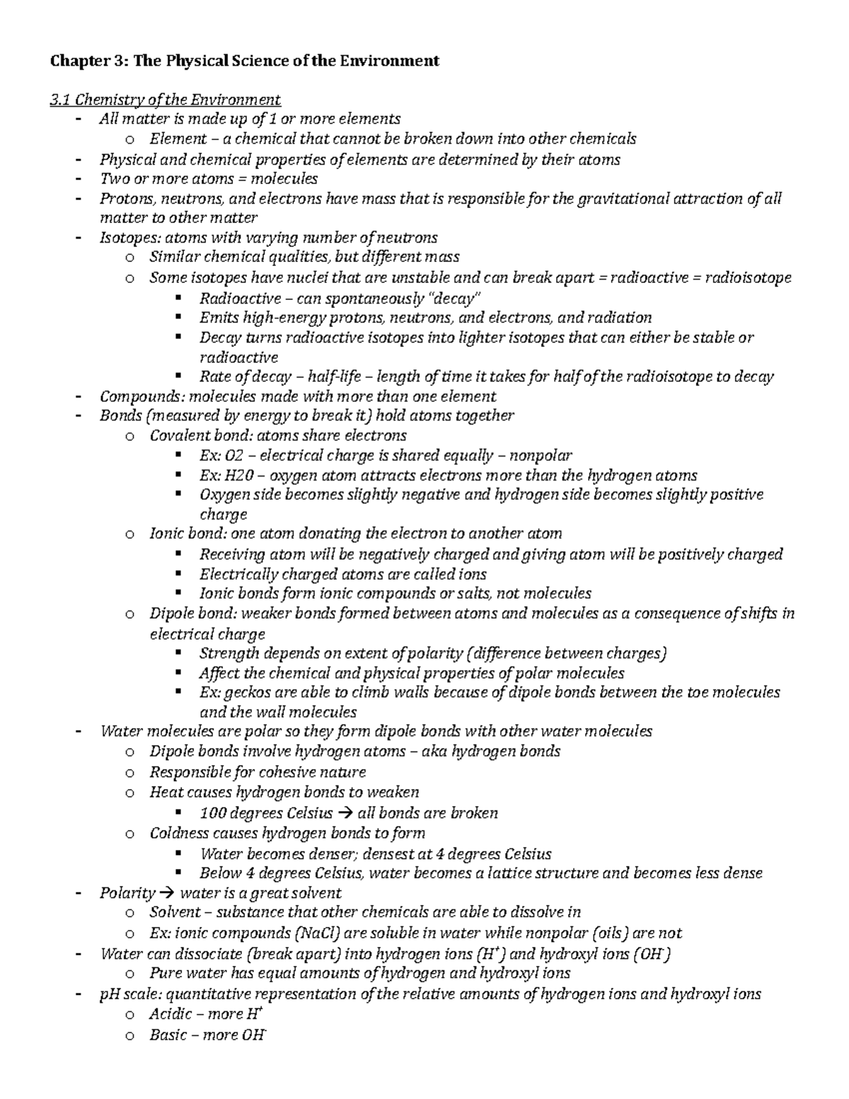 Chapter 3: The Physical Science of Environment (Modules 1-5) - Studocu