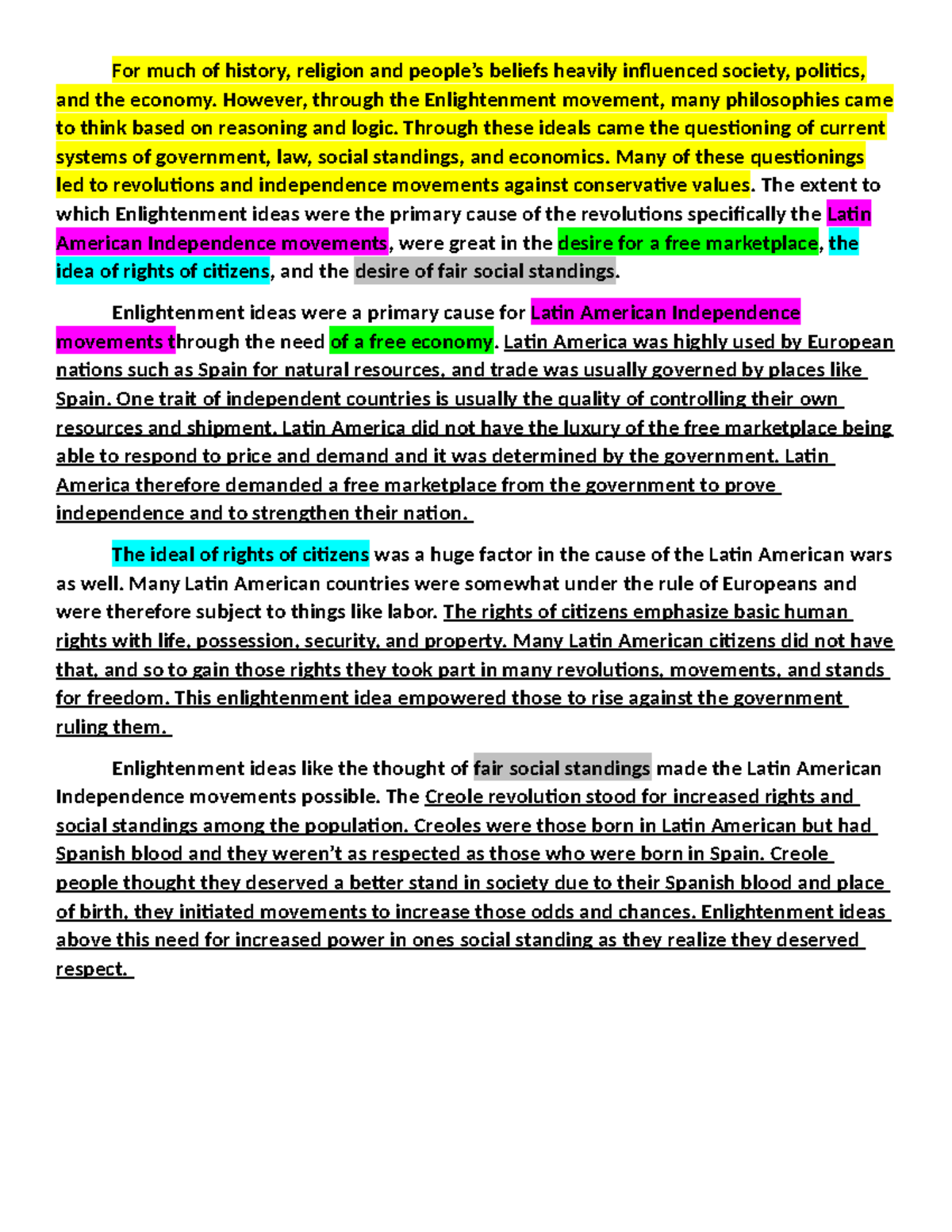 Unit 5 LEQ: The Impact of Enlightenment Ideas on Latin American ...