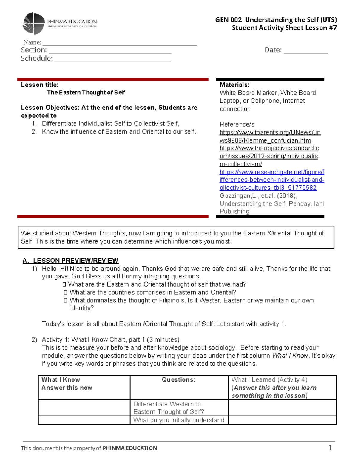 GEN 002 DAY 9 - Lesson 7 - Understanding the self module. thank you ...