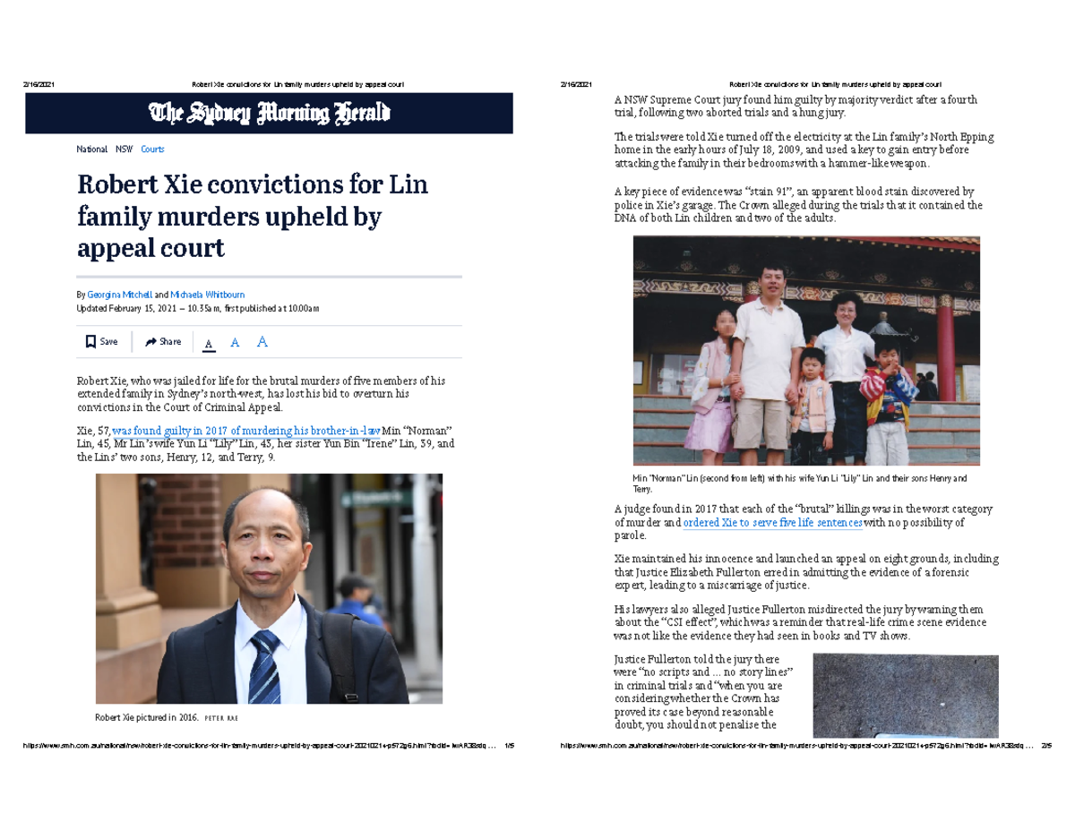 2. Robert Xie convictions for Lin family murders upheld by appeal court ...