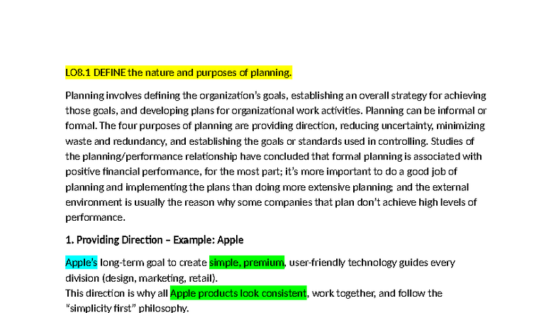 POM Planning Overview: Goals, Types, and Contemporary Issues - Studocu