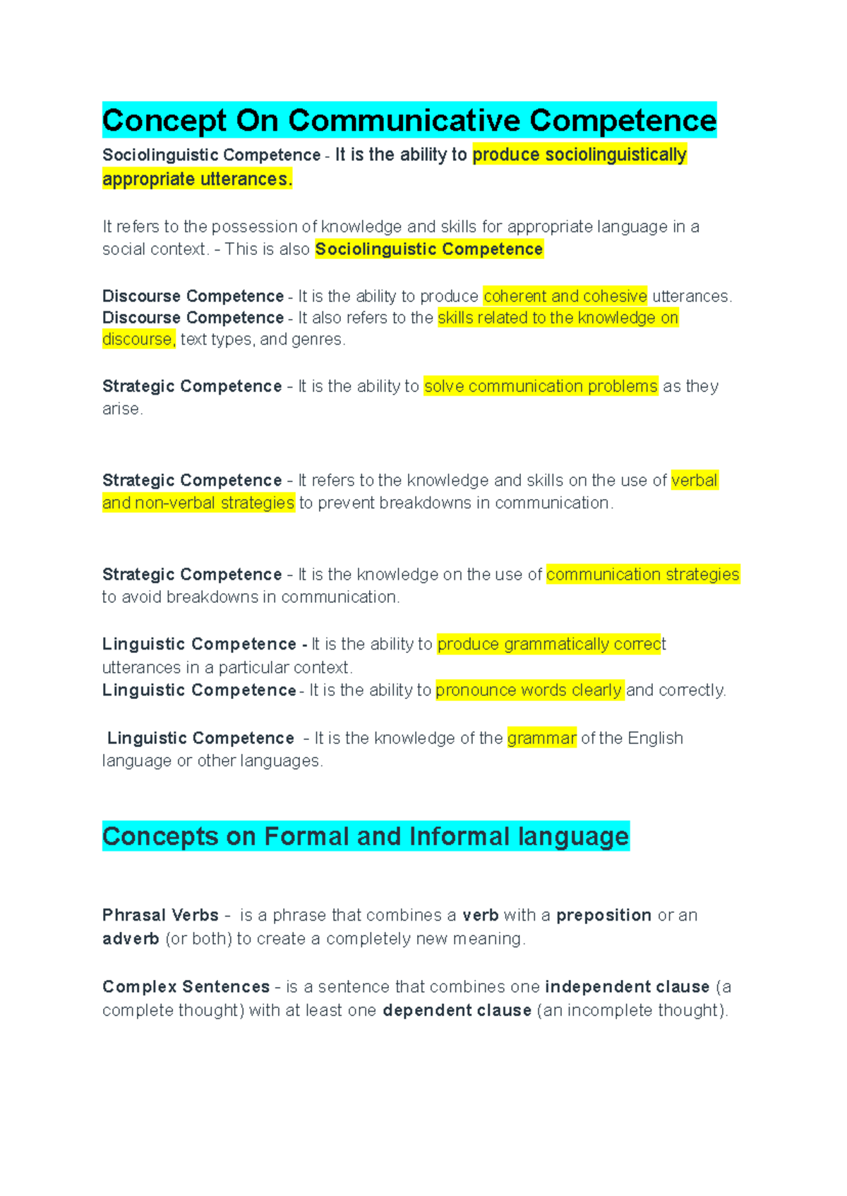 Concepts of Communicative Competence in Sociolinguistics - Studocu