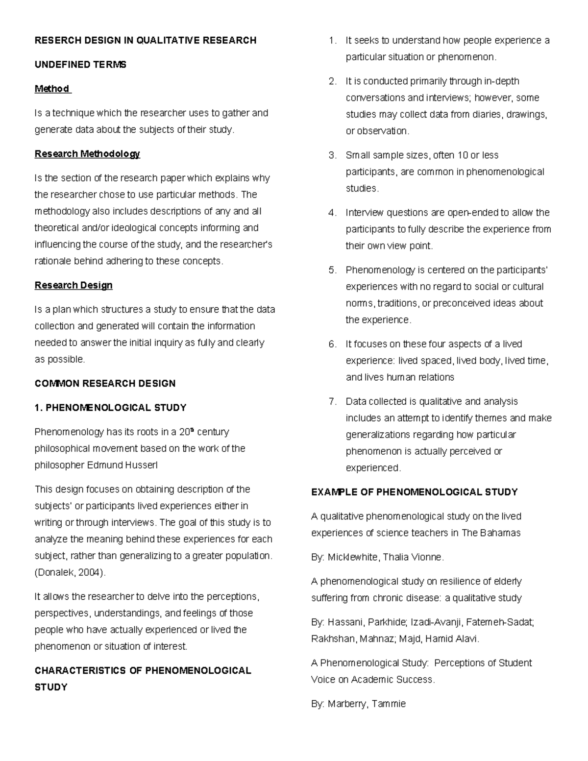 PRC 101: Study Notes for Qualitative Research Final Exam - Studocu