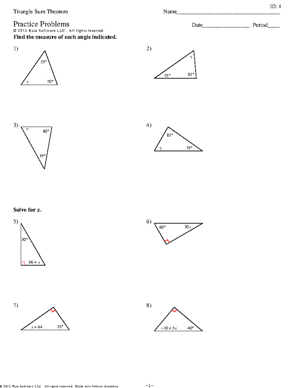 Triangle Sum Theorem Practice Problems - Geometry HW 02A0w193S - Studocu